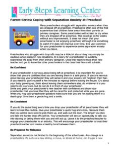 Tips for helping new Preschoolers | Early Steps Learning Center